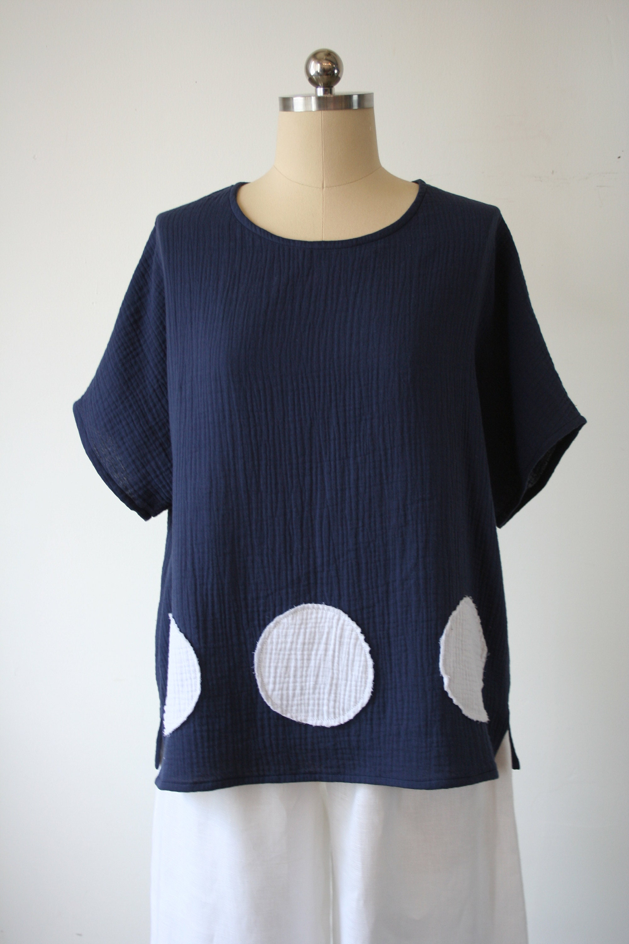 Boho Gauze Top: Oversized Double Cotton Applique - Etsy