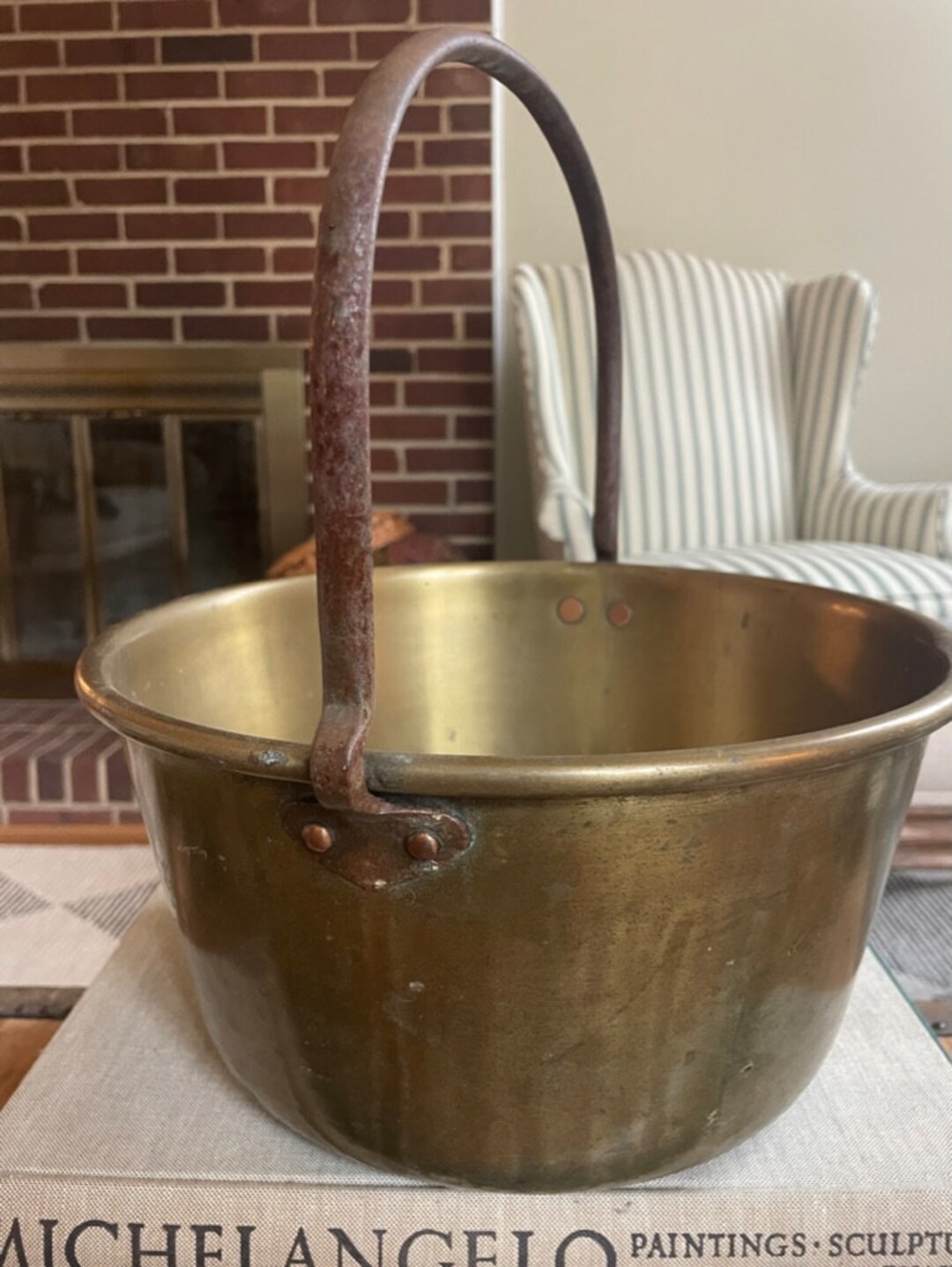 Vintage Brass Pail With Iron Handle - Etsy