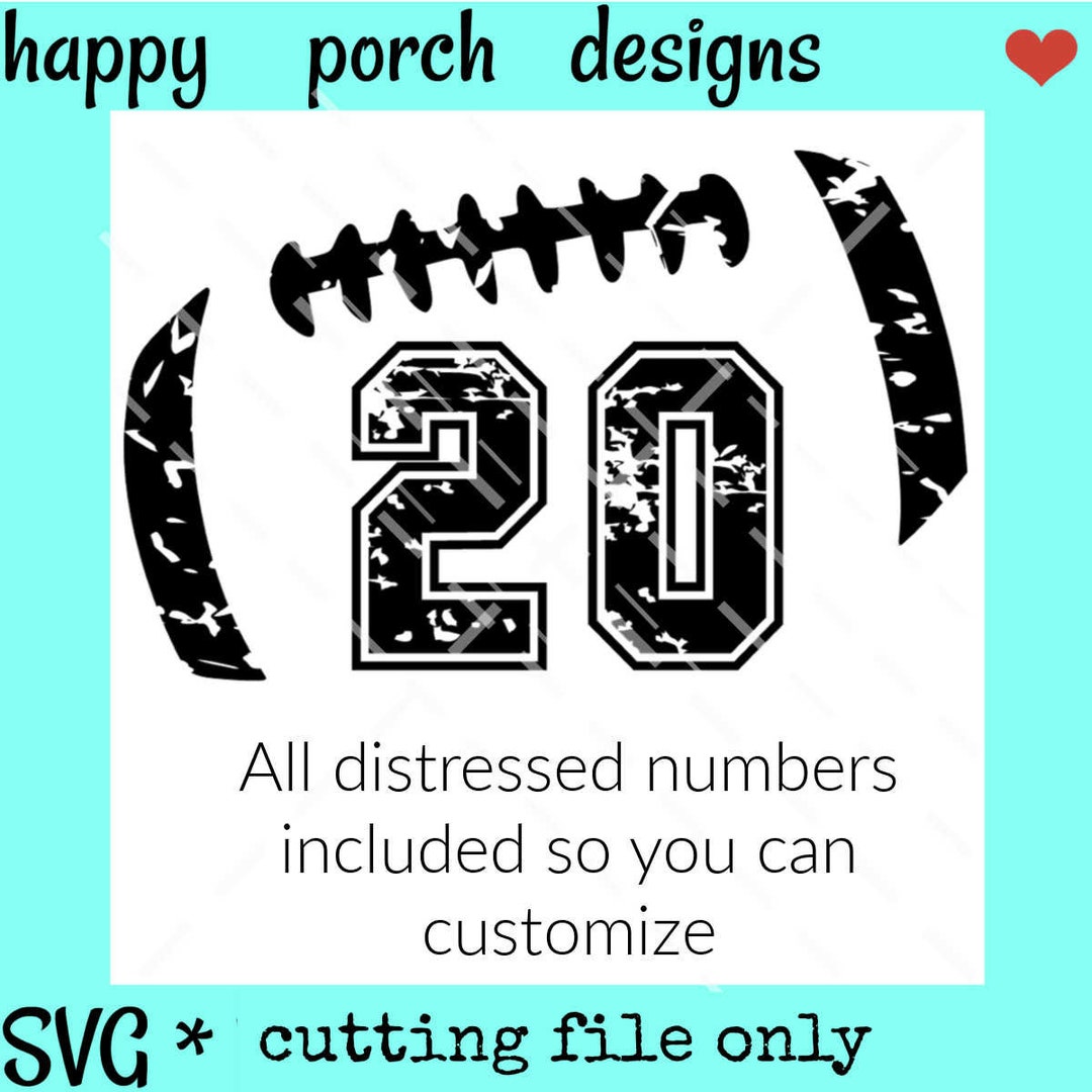 Football Number SVG PNG DXF Cut File, Distressed Football Outline Svg ...