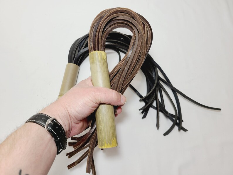 BDSM Leather Floggers Bamboo Handles Fetish Whip Handmade - Etsy