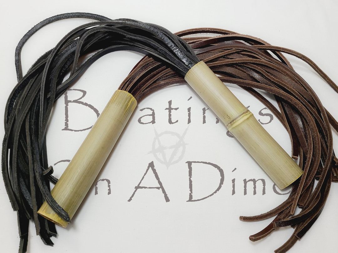 BDSM Leather Floggers Bamboo Handles Fetish Whip Handmade Bondage Toy ...