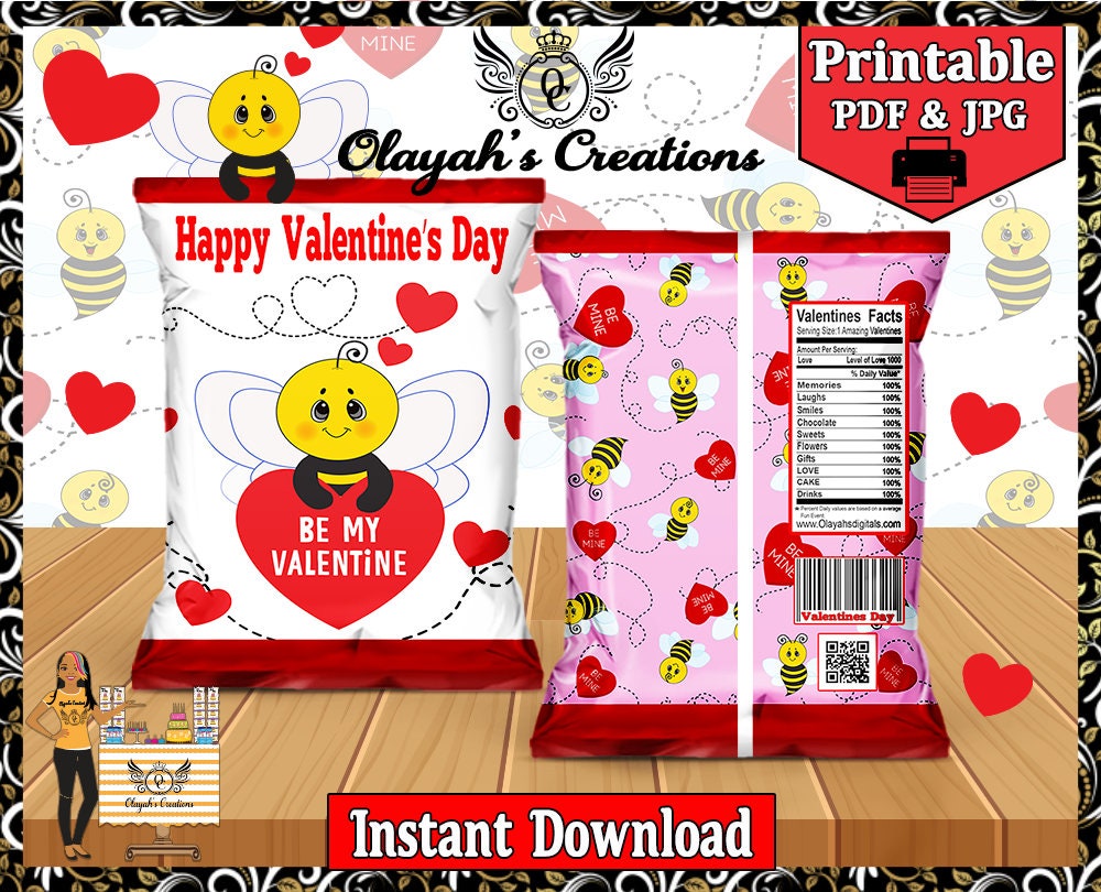 Be Mine Valentines Printable Chip Bag - Etsy