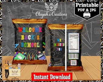 Printable Potato Chip Bags | Welcome Back to School Treat Favor Bags ...