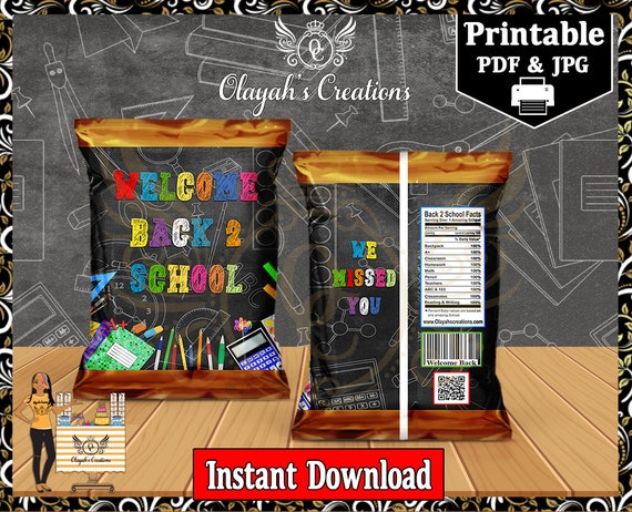 Welcome Back to School Printable Chip Bag Template - Etsy