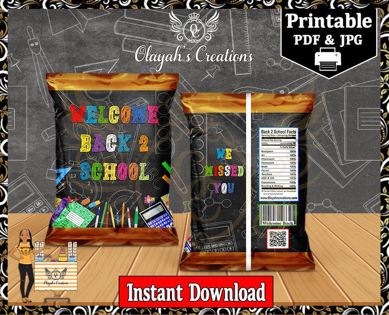 Welcome Back to School Printable Chip Bag Template - Etsy