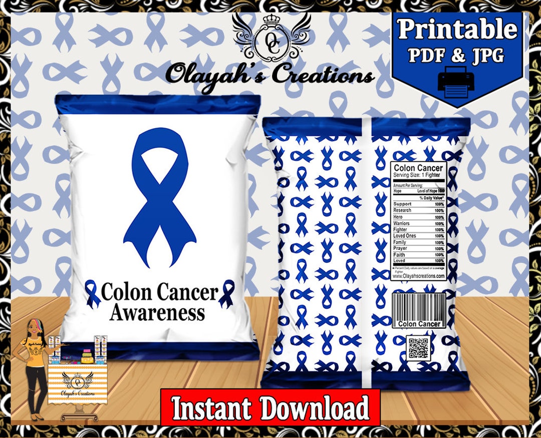 Colon Cancer Awareness Printable Chip Bag Party Favor - Etsy
