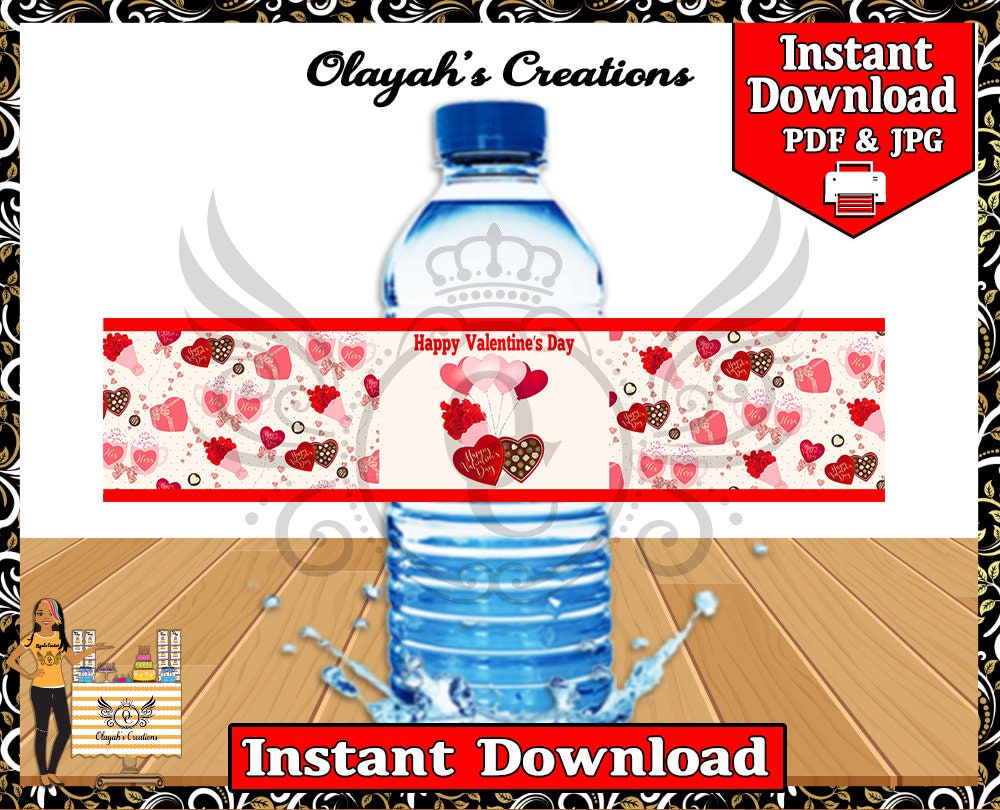 Valentine's Day Printable Water Bottle Label - Etsy España