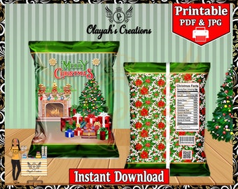 EDITABLE Christmas Chip Bag Wrapper Template. Cute Little - Etsy