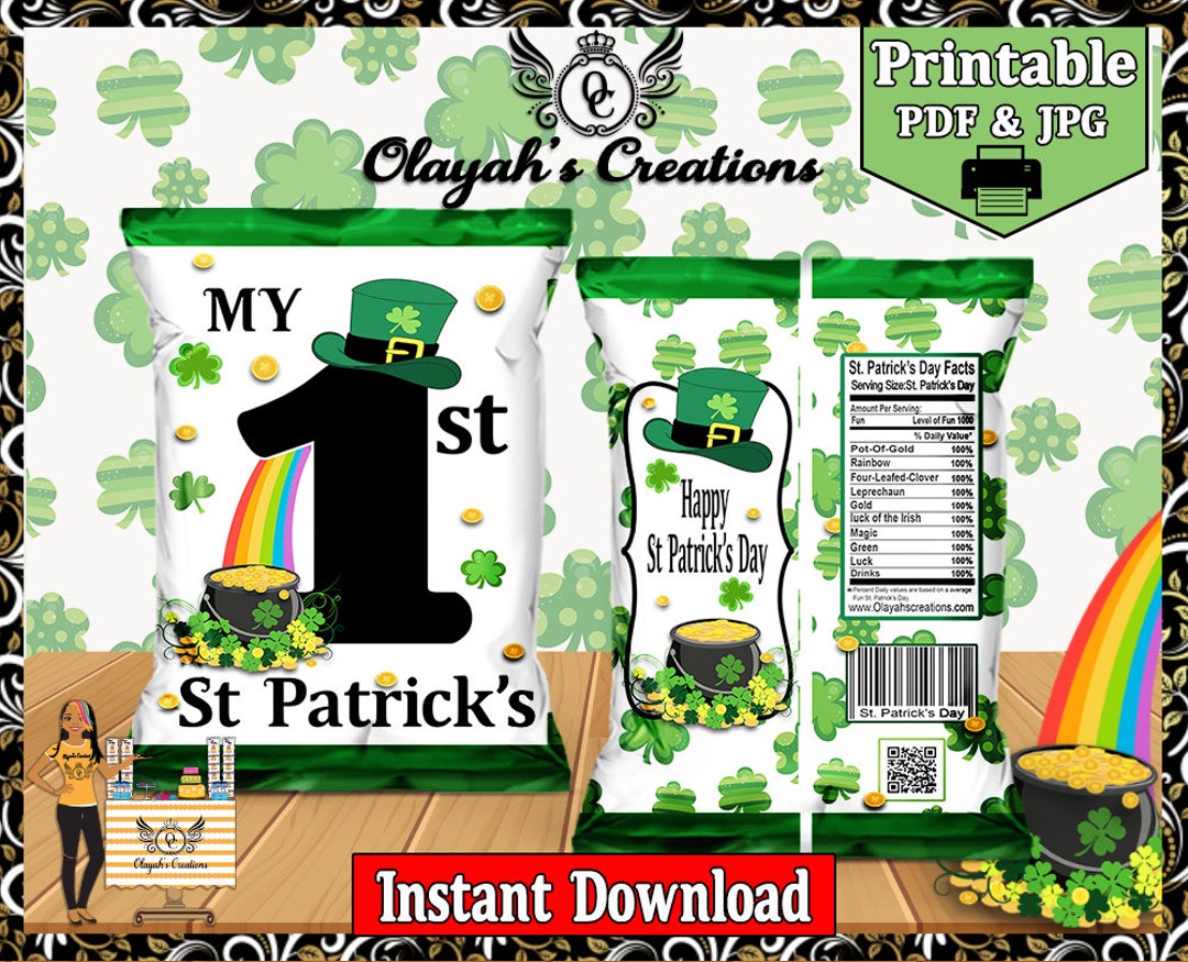 My First St Patrick's Day Printable Chip Bag Party Favor - Etsy