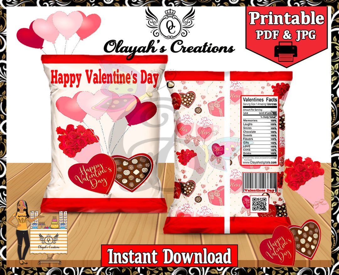 Happy Valentines Day Printable Chip Bag Party Favor - Etsy