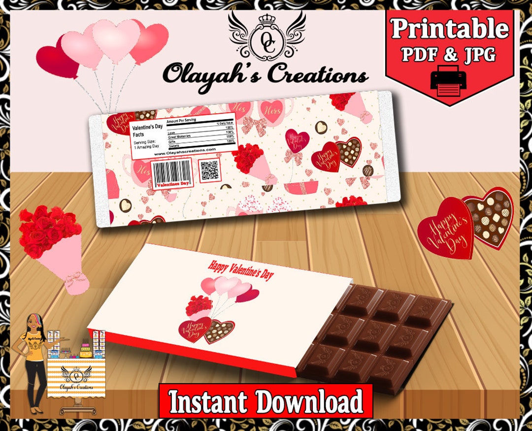 Valentine's Day Printable Candy Bar Wrapper - Etsy