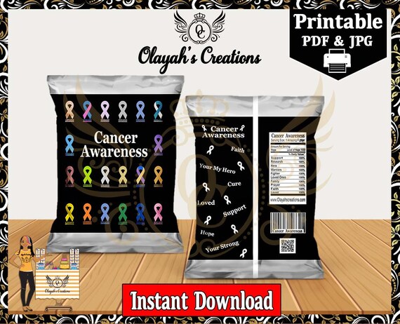 Cancer Awareness Printable Chip Bag Template - Etsy