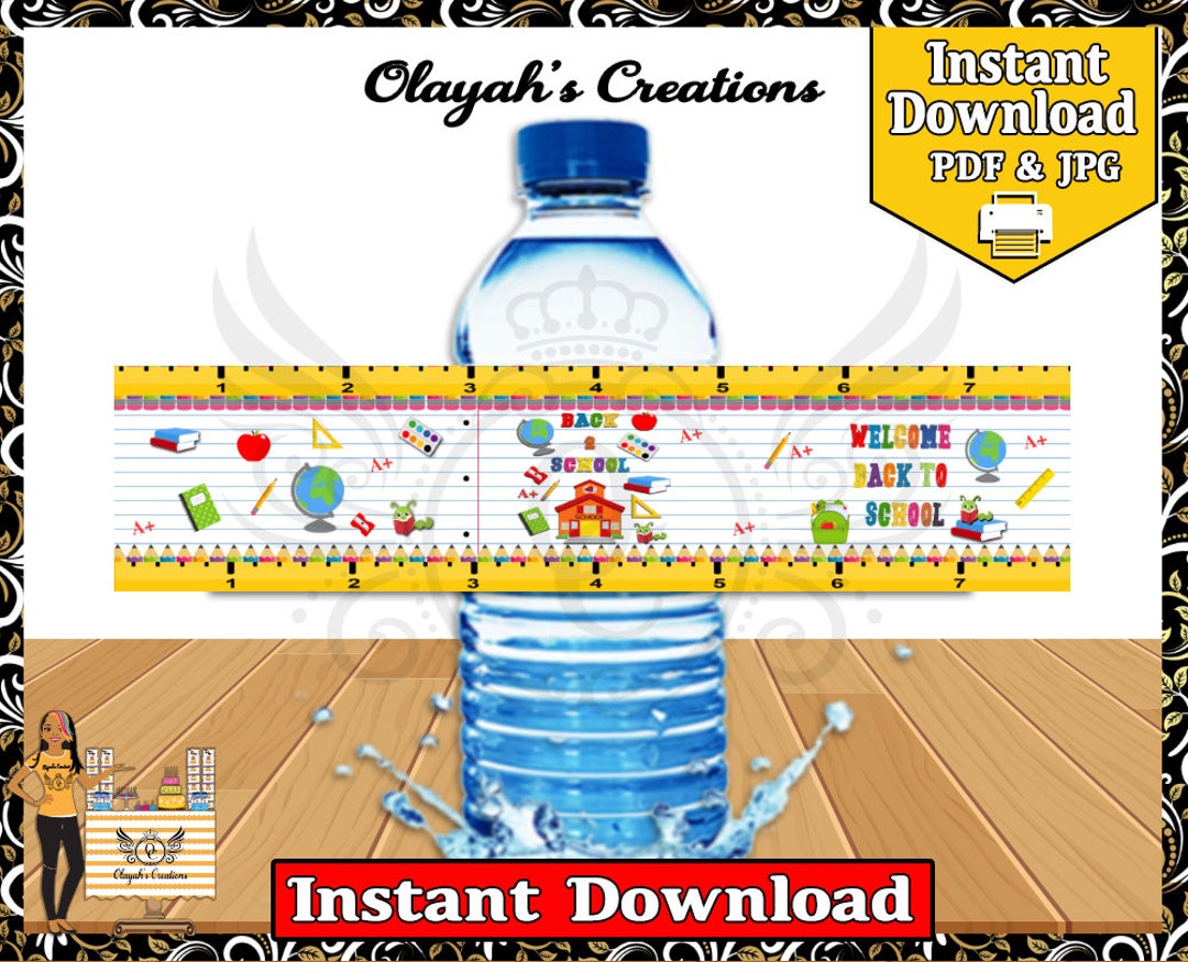 Back to School Printable Water Bottle Label - Etsy