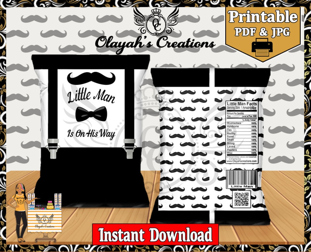 Little Man is on His Way Printable Chip Bag Party Favor - Etsy