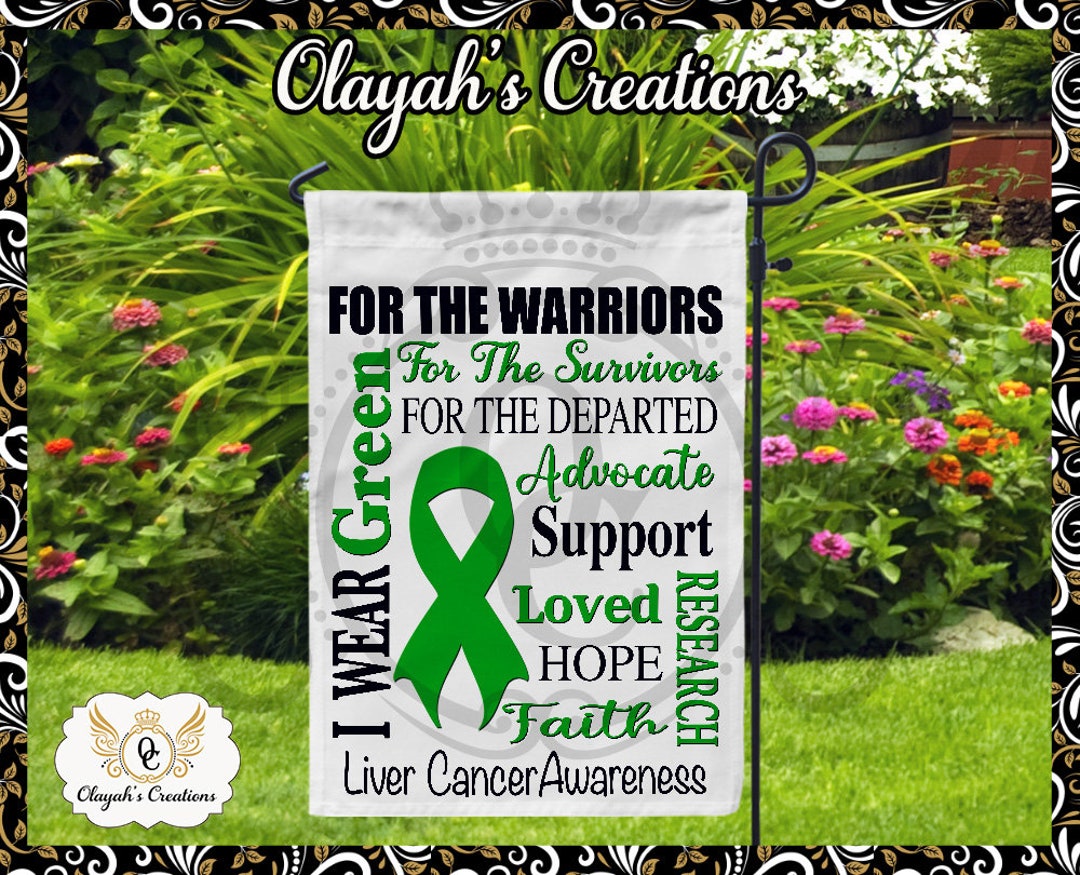 Uplifting & Positive Words Liver Cancer Awareness Garden Flag Decor ...