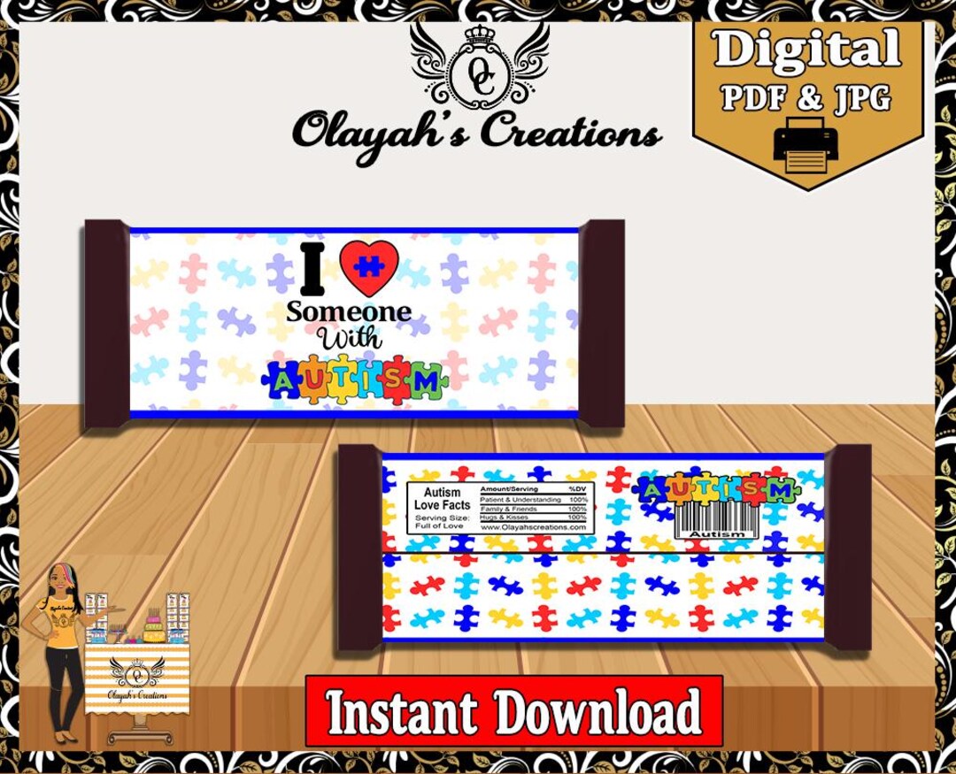 I Love Someone With Autism Printable Candy Bar Wrapper - Etsy