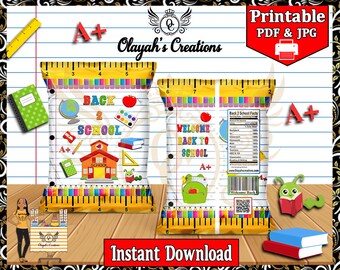 Back to School Chip Bag Labels, Printable and Customizable, School ...