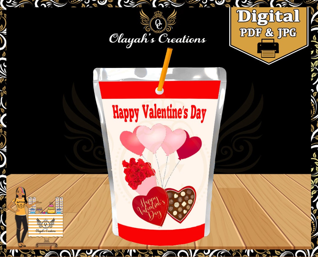 Happy Valentine's Day Printable Juice Label - Etsy