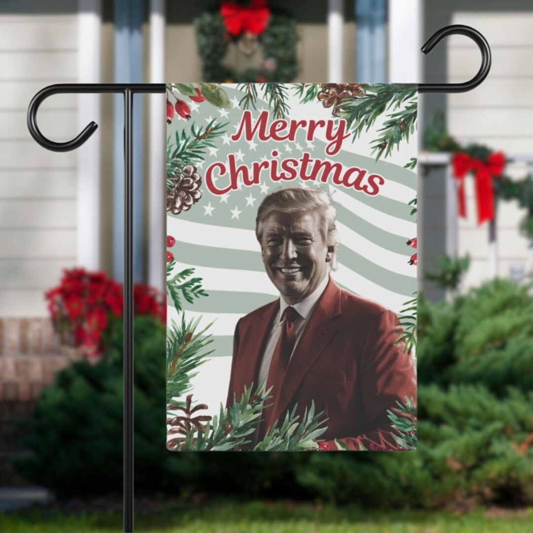 Trump Merry Christmas Garden Flag, President Trump Holiday Welcome Flag ...