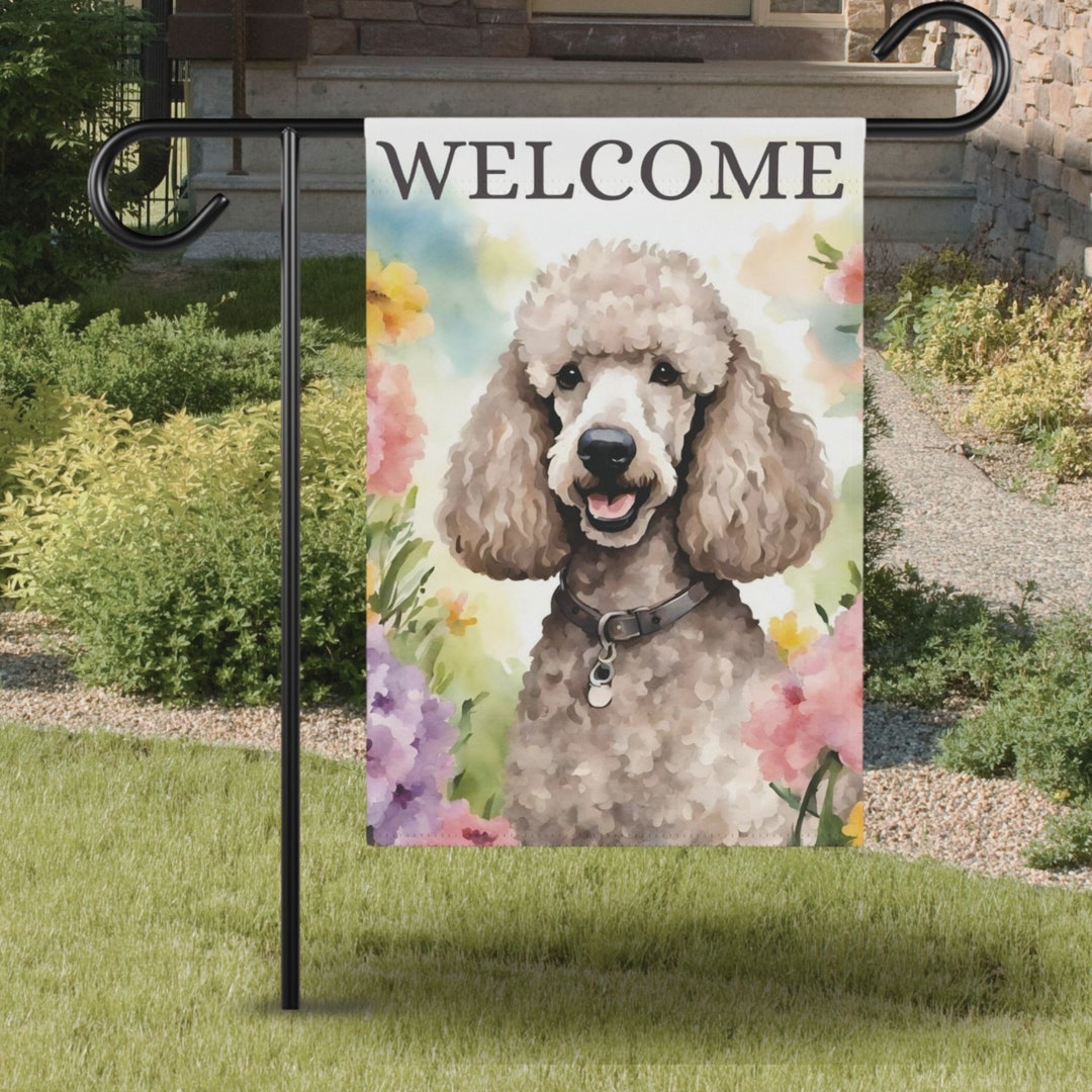 Standard Poodle Welcome Watercolor Inspired Garden, Patio, Front Yard ...