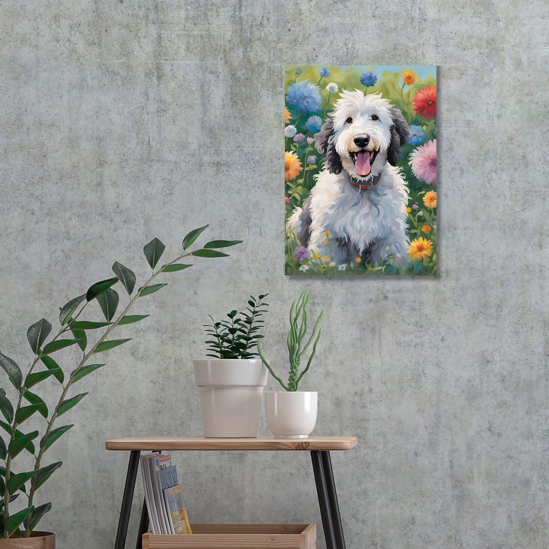 Julia's Sheepadoodle Canvas Wall Art, Doodle Dog Canvas Stretched - Etsy