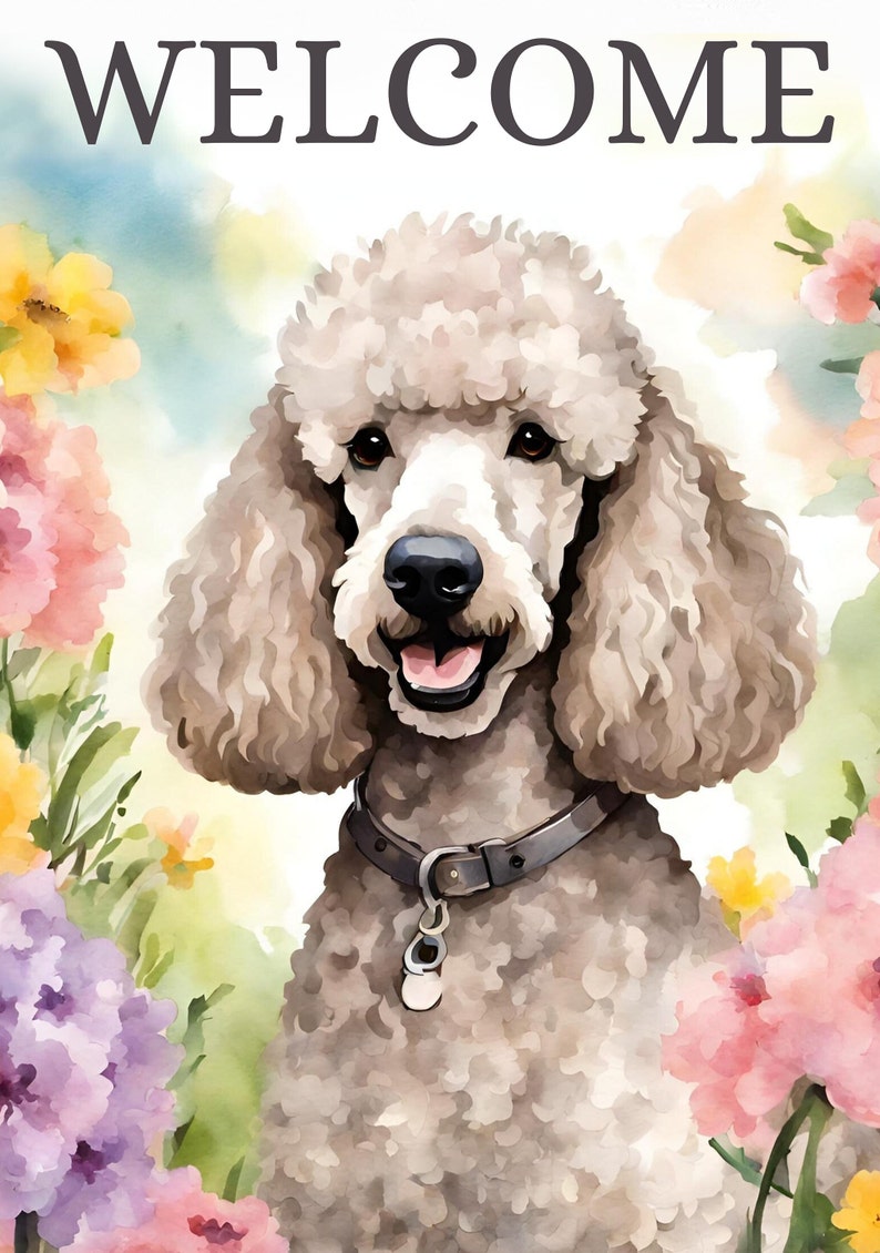 Standard Poodle Welcome Watercolor Inspired Garden, Patio, Front Yard ...