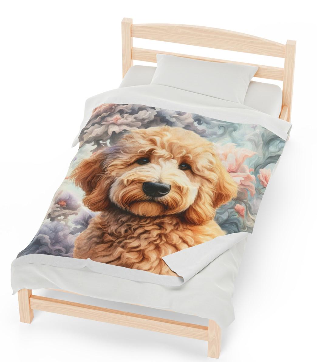 Goldendoodle Labradoodle Throw Blanket, Sweet Doodle Pastel Floral ...