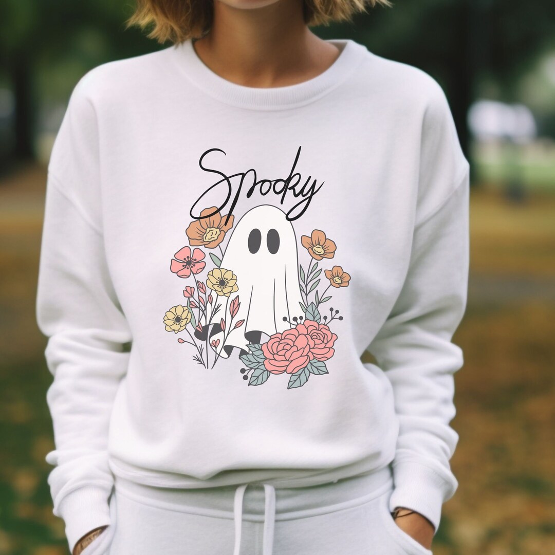 Cute Halloween Spooky Retro Ghost Unisex Sweatshirt, Retro Vibe Ghost ...
