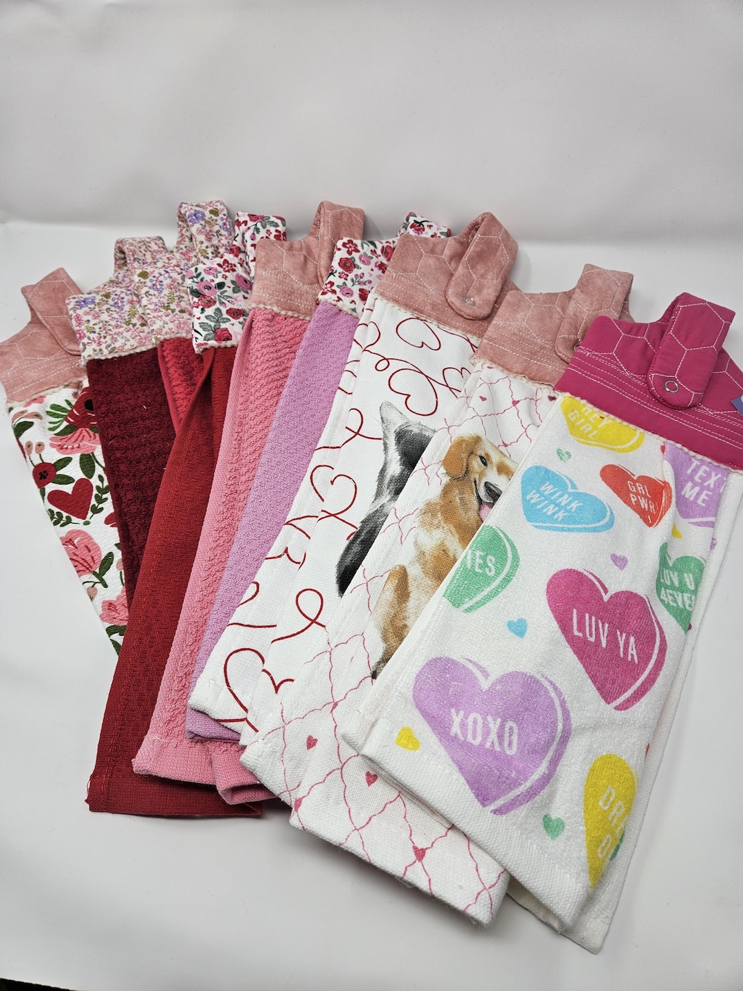 Hanging Kitchen Towels With Snaps-various PATTERNS Valentines Day ...