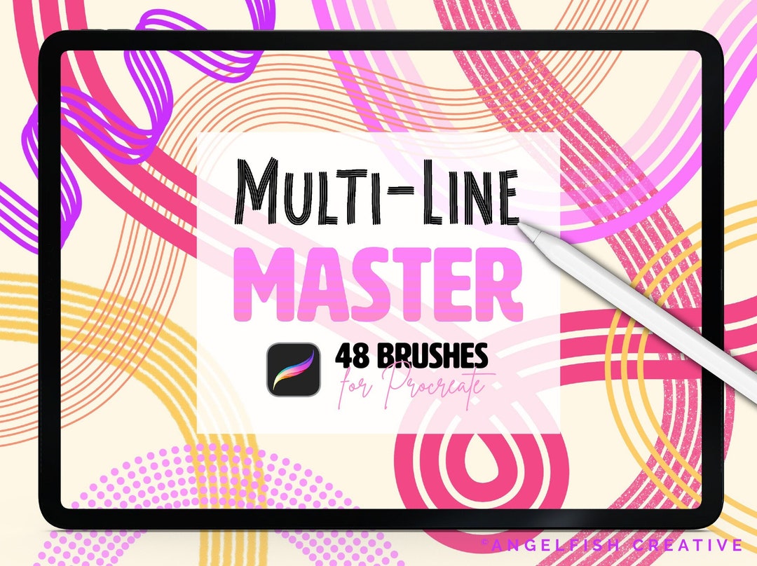 Multi-line Master Brush Set for Procreate | 48 Multiline Monoline ...