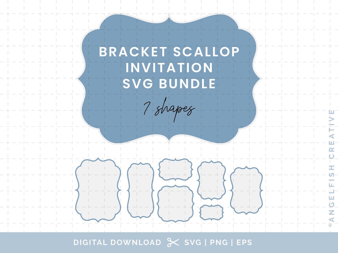 Bracket Scallop Invitation Stationery Bundle - SVG, PNG, EPS Cutting ...