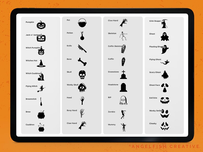 Spooky Stamps Procreate Brush Set: 65 Halloween Stamp Brushes (digital ...