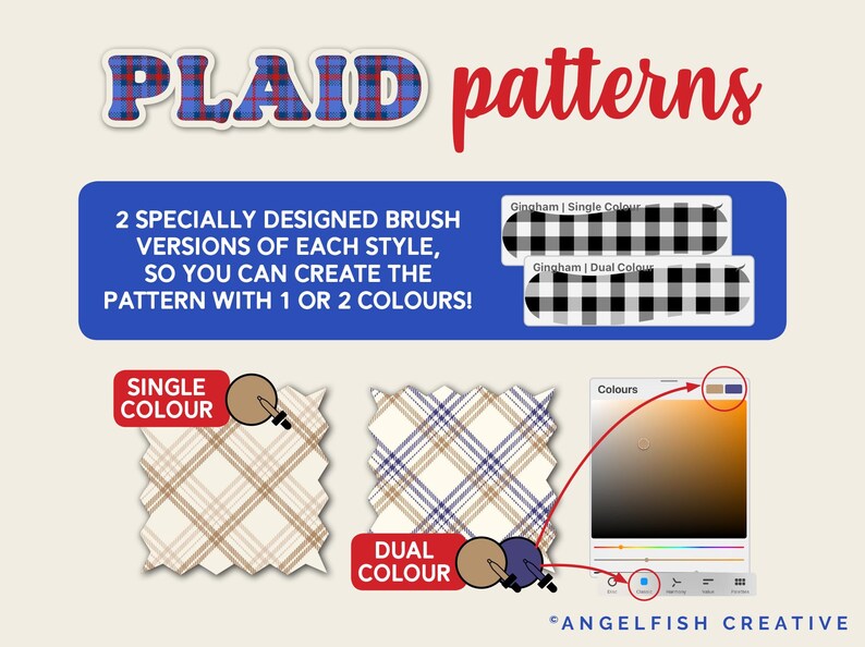 Plaid Patterns Brush Set For Procreate Gingham Check Tarten Digital