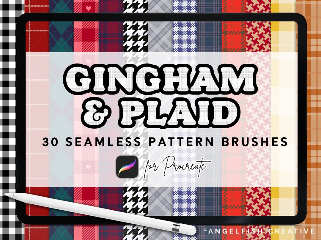 Gingham Plaid Brush Set For Procreate 30 Check Tarten Houndstooth