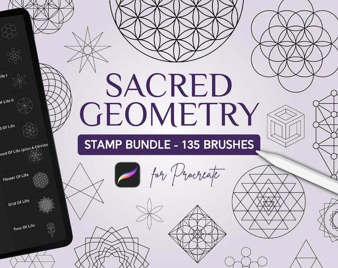 100 Hand Drawn Procreate SACRED GEOMETRY Brush Stamps - Etsy