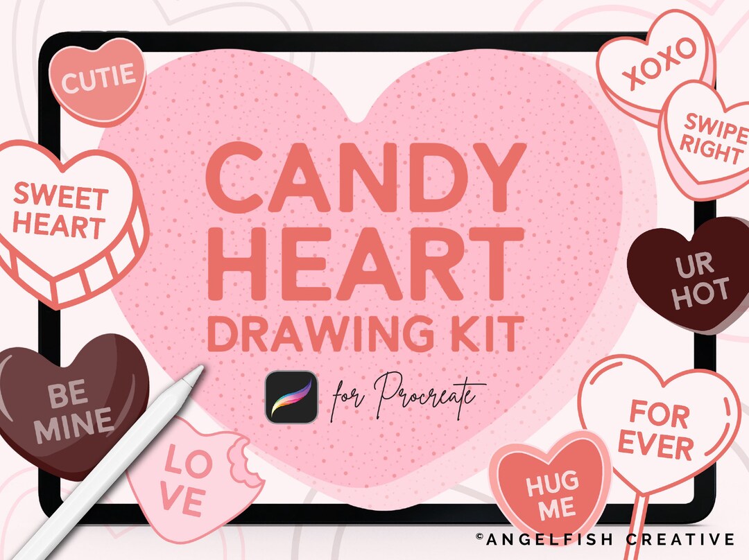 Candy Heart Drawing Kit Brush Set for Procreate | Valentine's Day ...