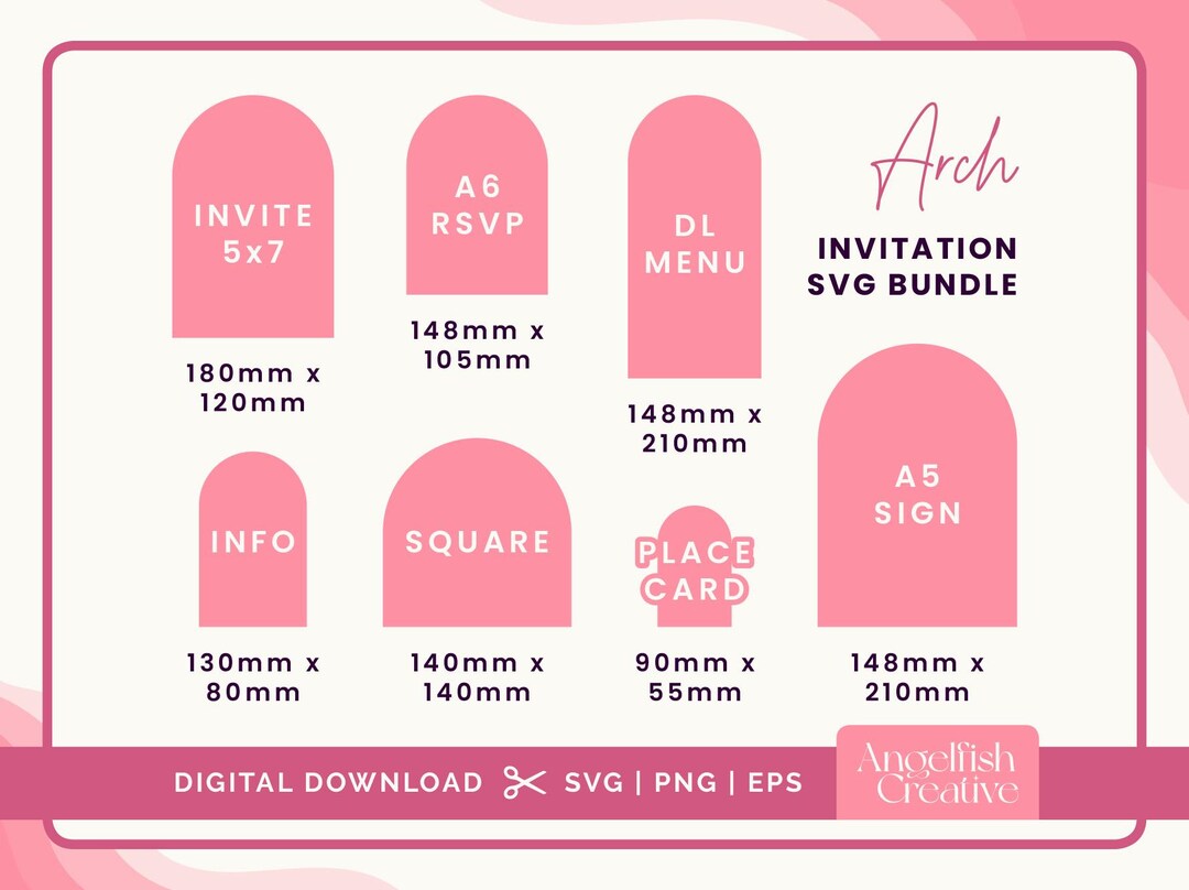 Arch Invitation SVG Bundle, Cutting Files - 7 Shapes | Svg, Png, Eps ...
