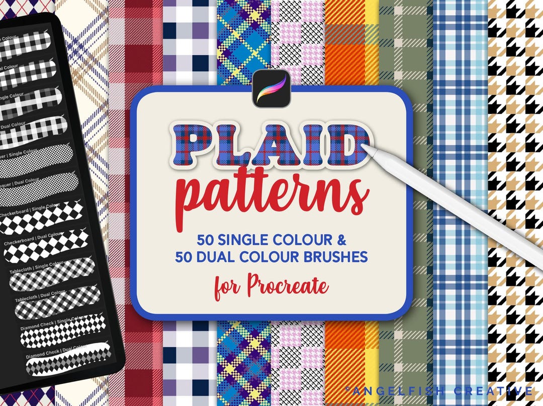 Plaid Patterns Brush Set for Procreate, Gingham, Check, Tarten (digital ...