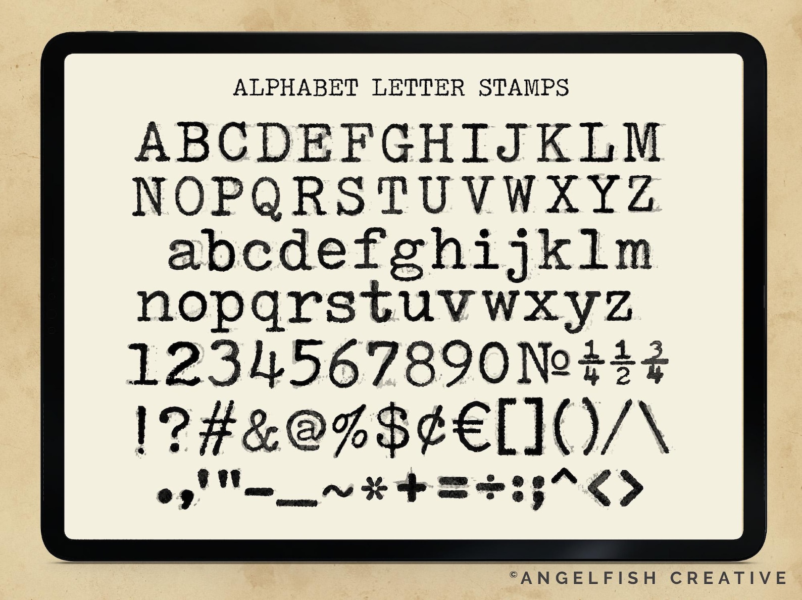 Typewriter Procreate Brush Set: Type Keys, Letter Stamps, Ink Textures ...