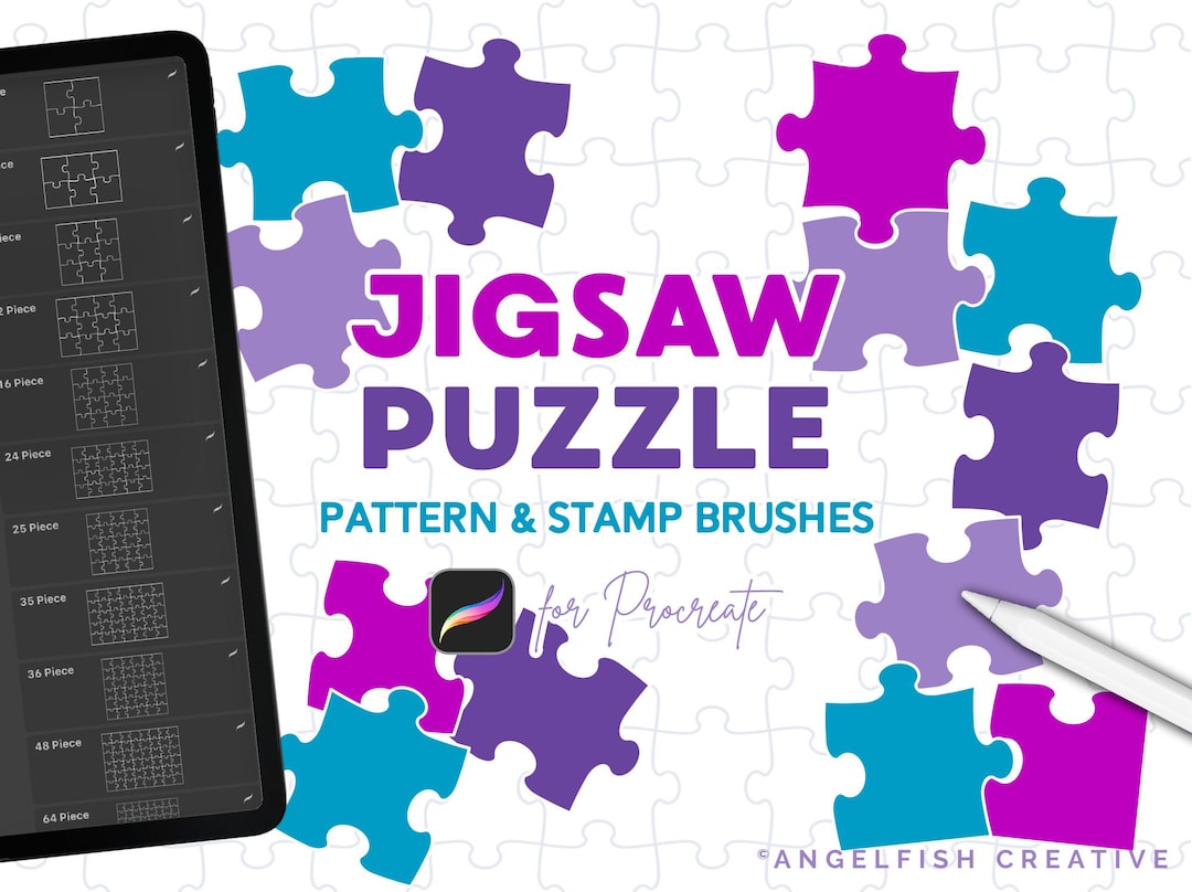 Jigsaw Puzzle Procreate Stamp Brushes - Layout Patterns, Shapes ...