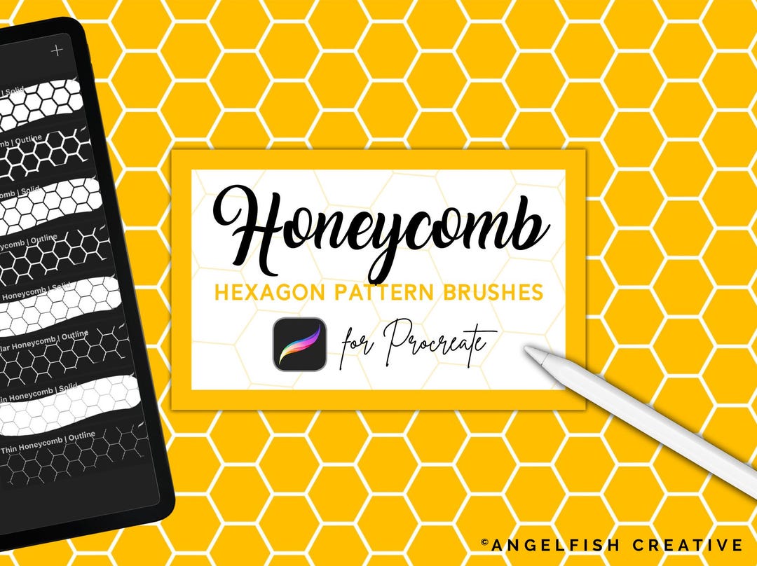 Honeycomb Brush for Procreate | 8 Seamless Hexagon Pattern Brushes ...