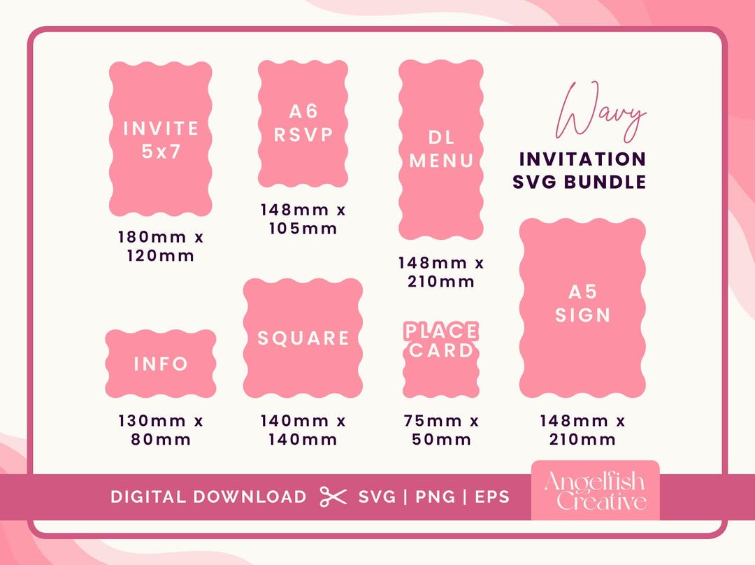 Wavy Invitation SVG Bundle, Cutting Files - 7 Shapes | Svg, Png, Eps ...