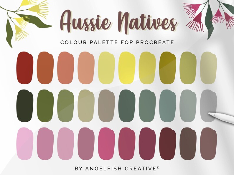 Aussie Natives Procreate Colour Palette, 30 Swatch Colours, Australia ...