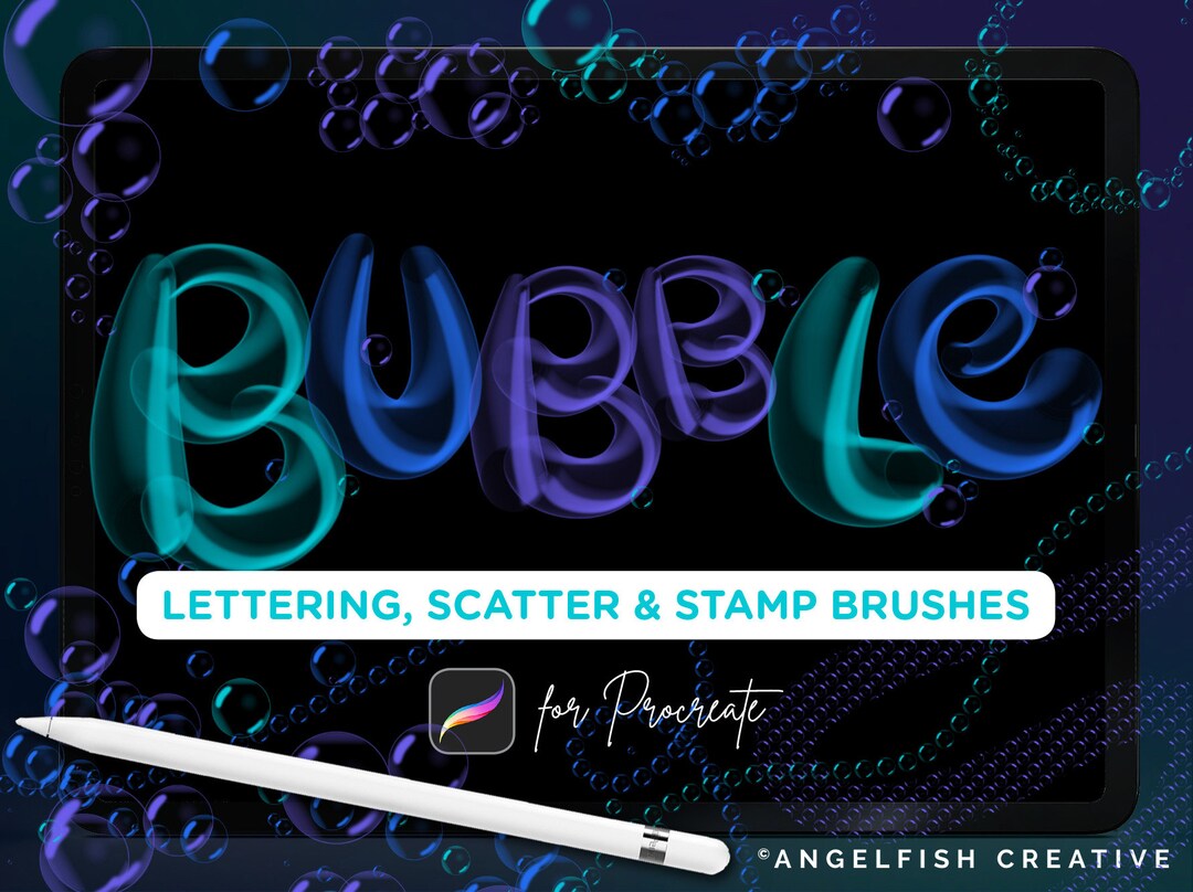 Bubble Procreate Brush Set 21 Lettering Scatter & Stamp - Etsy