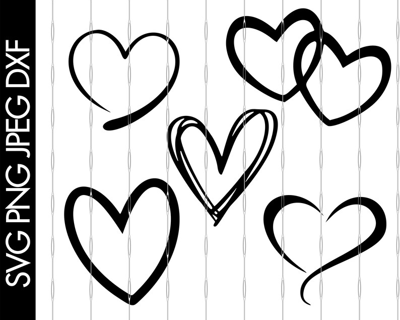 5 diseños de corazón SVG / JPEG / PNG / Dxf Files Descarga digital ...