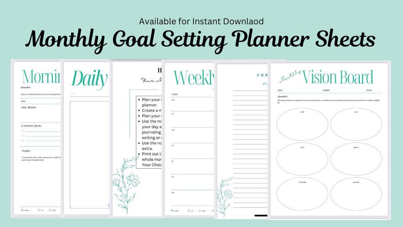 Monthly Goal Setting Planner Sheets - Etsy