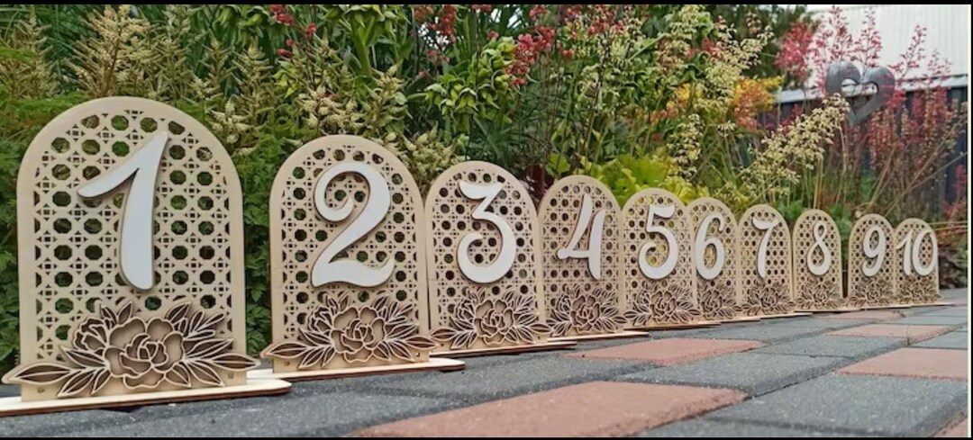 3D Wooden Set of Wedding Table Numbers With Stand Holders, Rustic ...