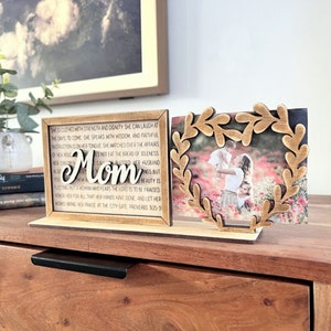Wooden Mom Mothers Day Picture Frame Shelf Sitter, Religious Bible ...