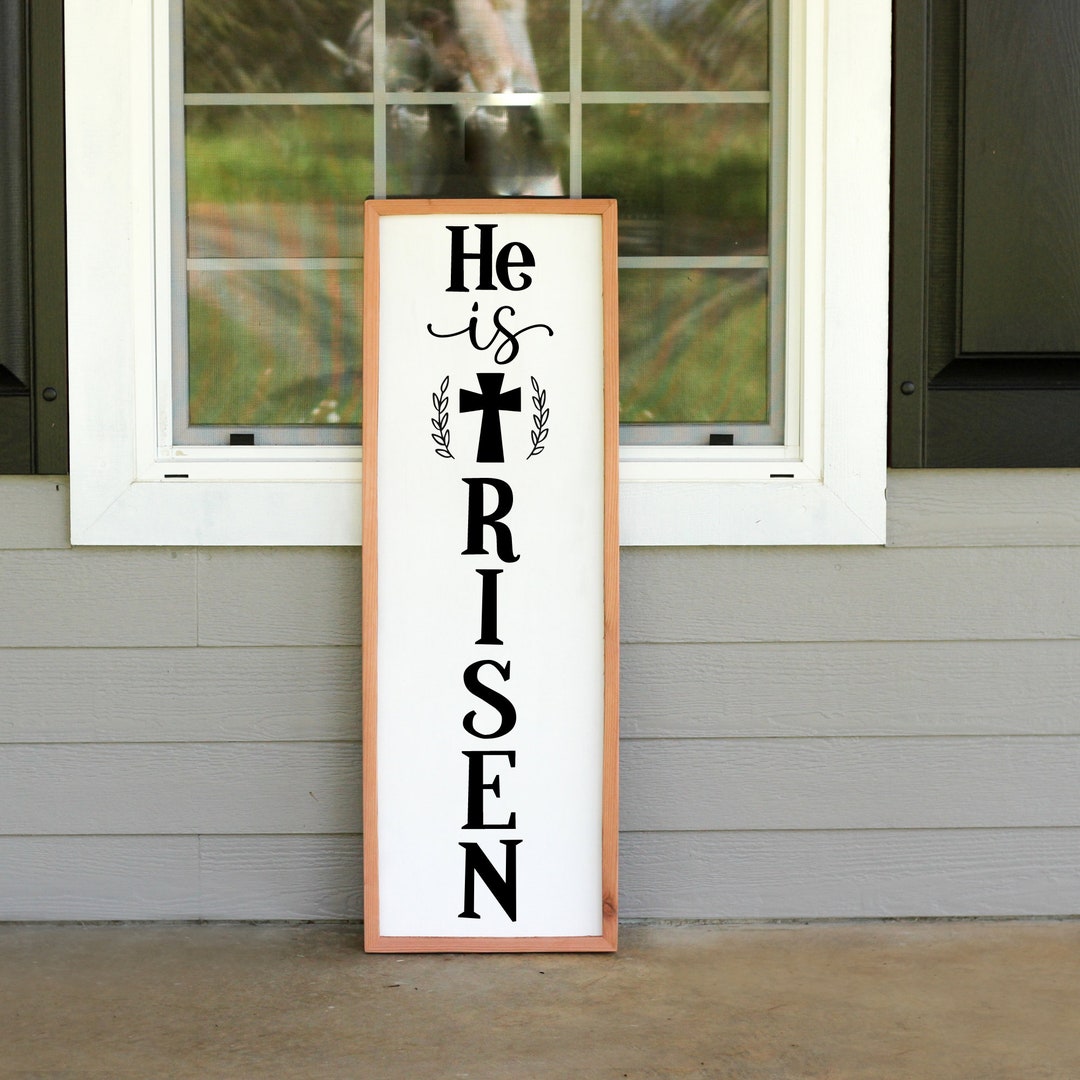 He is Risen Welcome Sign for Front Porch, Easter Decorations Porch ...