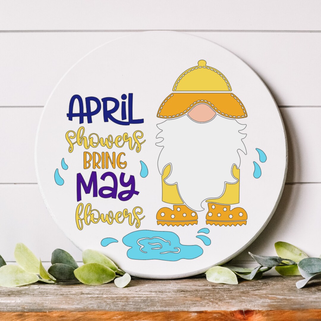 April Showers Bring May Flowers Front Door Decor, Gnome Front Porch ...